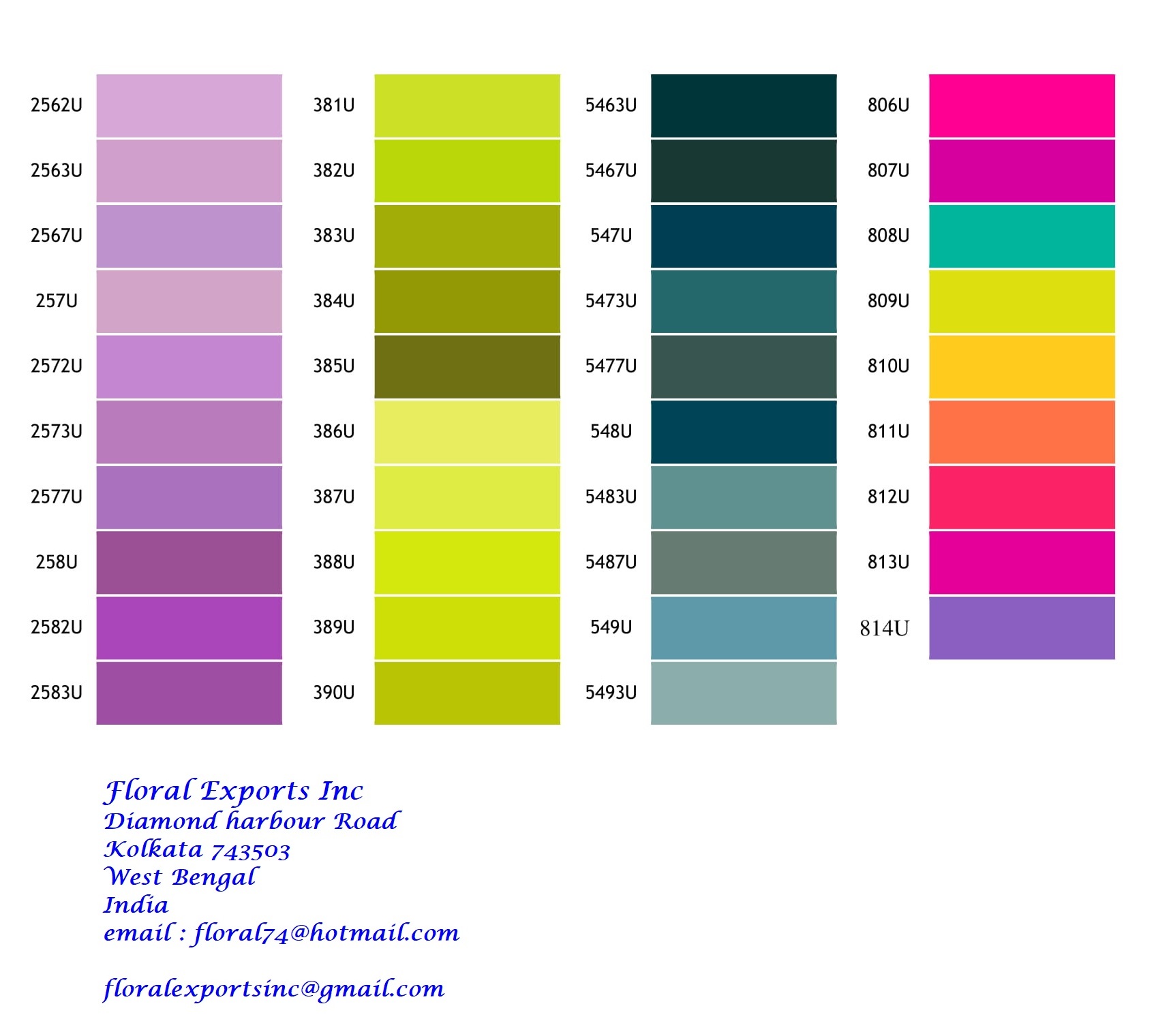 Colour Chart - Floral Exports Inc